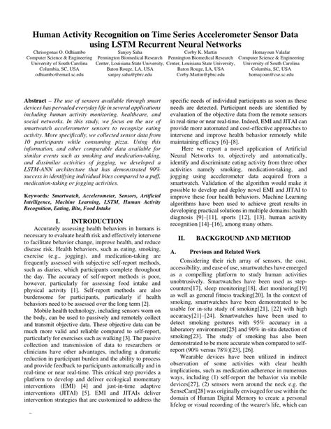 pdf human activity recognition on time series accelerometer sensor data using lstm recurrent