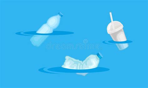 Eau Polluée Par Les Déchets Ménagers Déchets Plastiques Flottant Dans