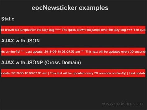 4 news ticker in html css and javascript