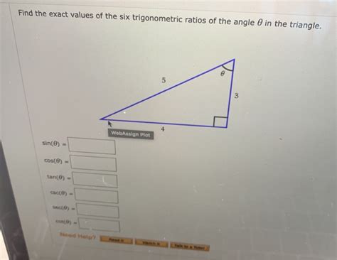 solved find the exact values of the six trigonometric ratios