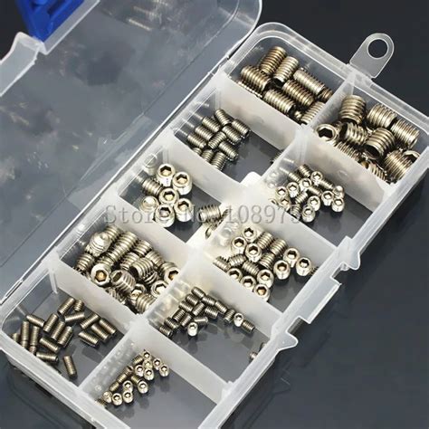 200pcs Stainless Steel Allen Head Socket Hex Set Grub Screw Assortment