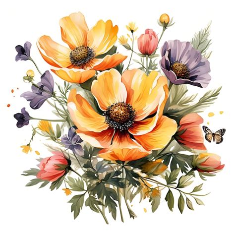 Aquarell einer Blüte von Wildblumen Frühlingswiese Hummel Bounce Blit