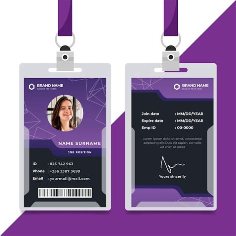 Modèle De Cartes D identité Violet Design Abstrait Vecteur Premium
