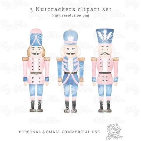 Pink Blue Watercolor Nutcracker Clipart Christmas Nutcrackers Etsy