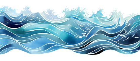 Watercolor Ocean Water Wave Drawing Isolated On Background Generative