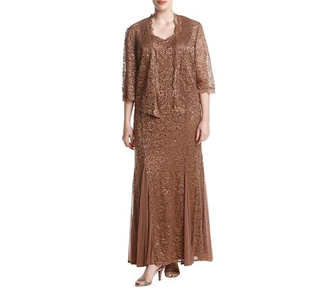 R M Richards Plus Size Lace Embellished Sequin Jacket Dress Set 20W