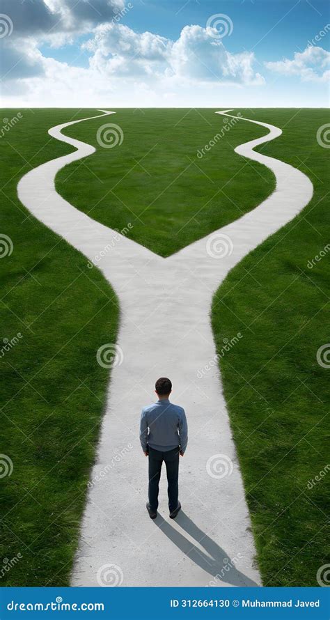 Man Pondering Choices At A Question Mark Crossroad With Multiple Arrows