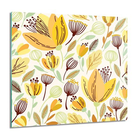 ArtprintCave Kwiaty liście wzór do salonu obraz szklany 60x60 cm