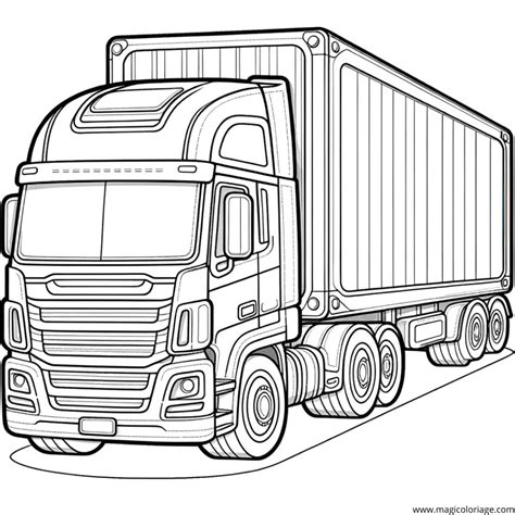 Coloriage Camion Avec Remorque
