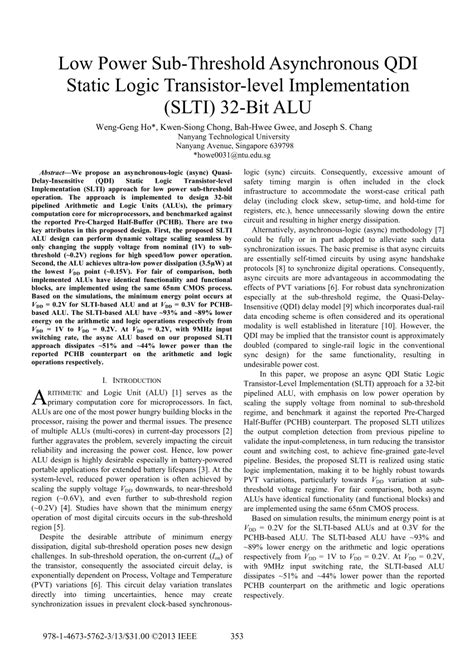 pdf low power sub threshold asynchronous qdi static logic transistor level implementation