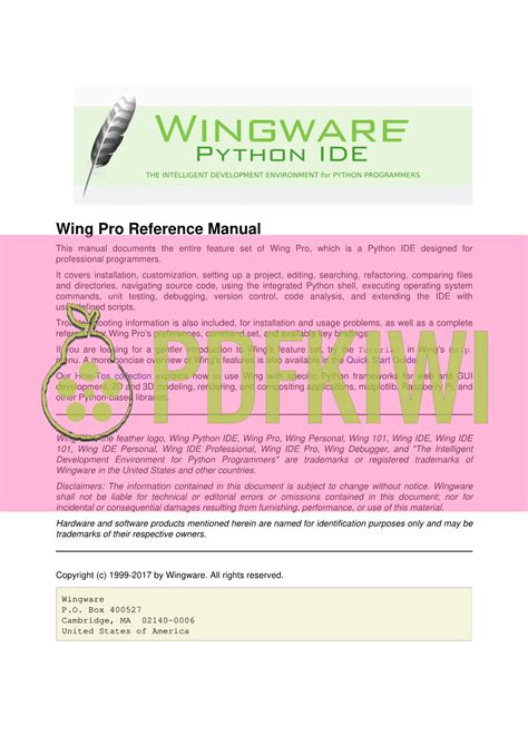 Wing Pro Reference Manual This Manual Documents The Entire Feature Set