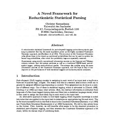 a novel framework for reductionistic statistical parsing acl anthology