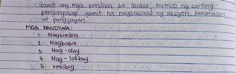 Gamit Ang Mga Pandiwa Sa Ibaba Bumuo Ng Sariling Pangungusap Gamit Na