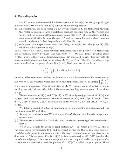 5 crystallography let en denote n dimensional euclidean space docslib
