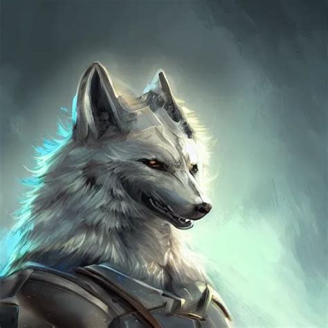 Painting Of An Anthropomorphic Wolf Knight Character Stable