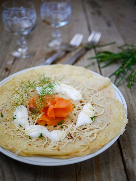 Crêpes saumon fumé et crème fraîche Crêpes salées