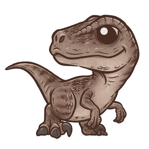 Dinosaurio De Dibujos Animados Velociraptor Vector Premium
