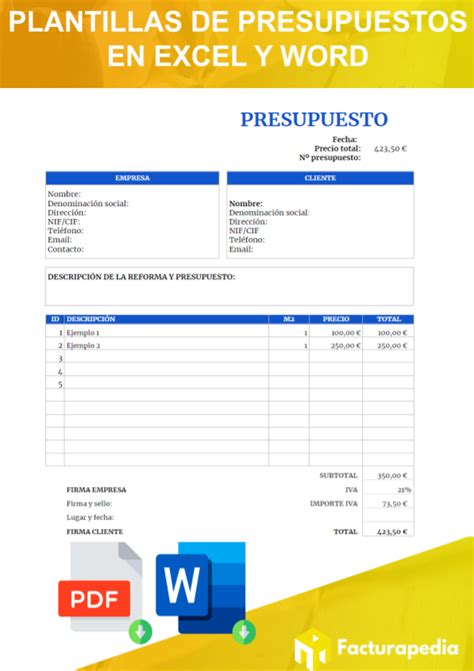 Modelos De Presupuestos Para Descargar Excel Y Word