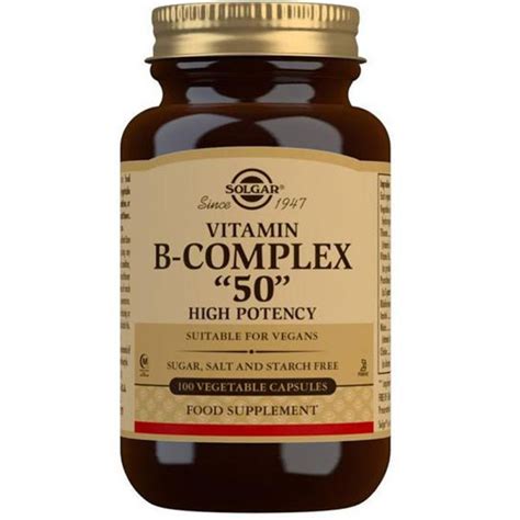 Solgar Vitamin B Complex 50 High Potency Vegetable Capsules Pack Of 100