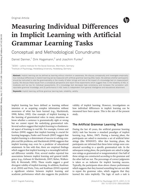 pdf measuring individual differences in implicit learning with artificial grammar learning