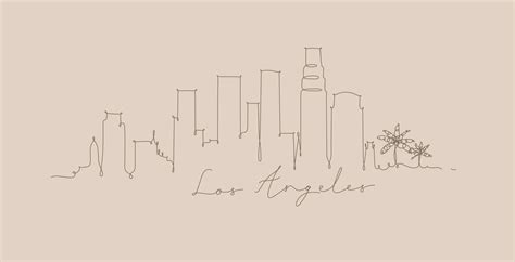 silhouette della città di los angeles in stile linea penna disegno con