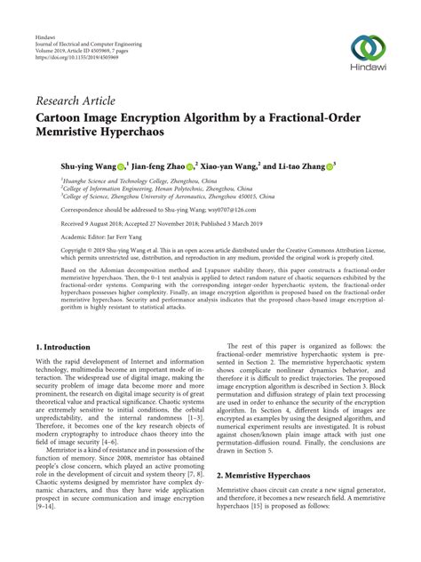 pdf cartoon image encryption algorithm by a fractional order memristive hyperchaos