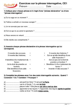 Exercices Sur La Phrase Interrogative CE1