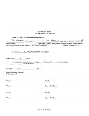 Michigan Quitclaim Deed From Two Individuals To One Individual Form