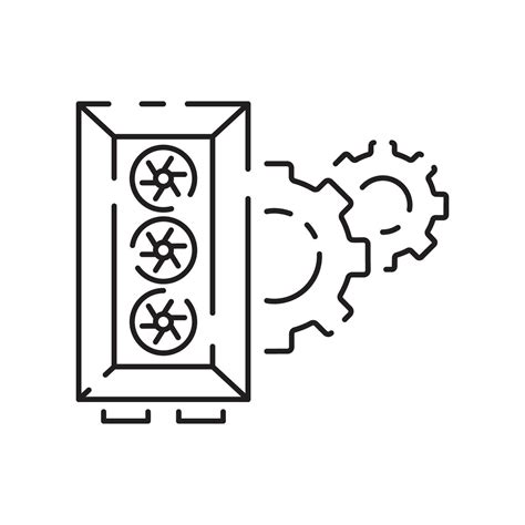 Computer Hardware Line Icon Graphic Card Or Processor And RAM GPU Or