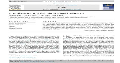 an improved local binary pattern for texture classification [pdf document]