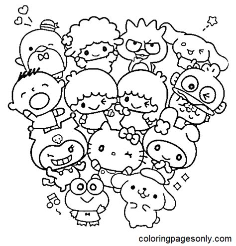 Sanrio Characters Coloring Page Free Printable Templates