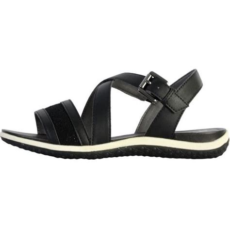 Sandales Geox Vega Noir Femme GEOX Bride Cuir Caoutchouc Noir