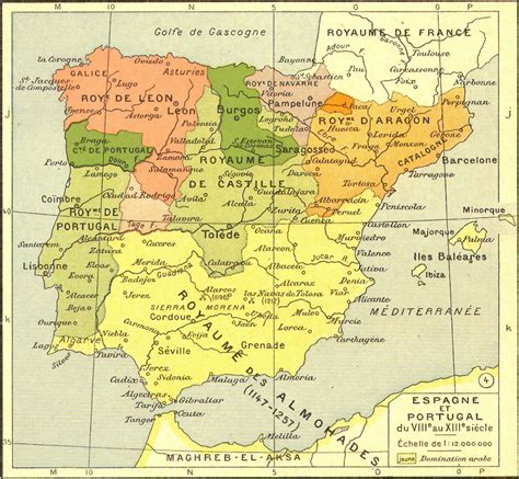 Carte De L Espagne Et Du Portugal Du Viiie Au Xiiie Si Cle