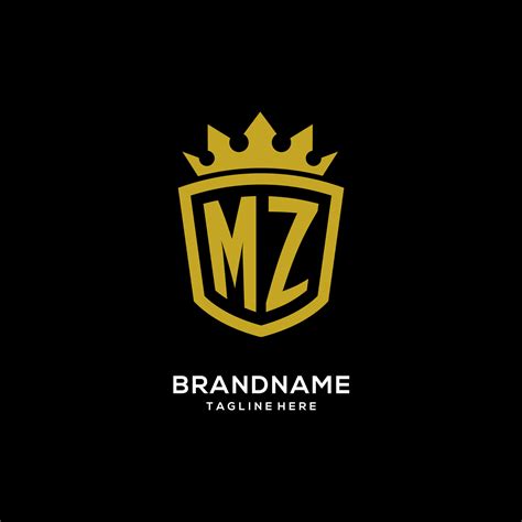 Initial MZ Logo Shield Crown Style Luxury Elegant Monogram Logo Design