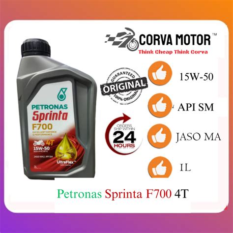 Corva Motor Petronas Sprinta F700 15W 50 4T 1L Jaso Ma2 Motorcycle Oil