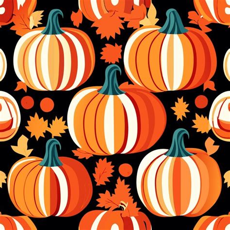 Thanksgiving Seamless Pattern Pumpkins And Leaves Premium AI