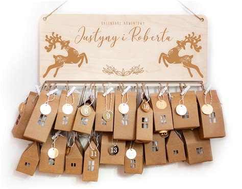KALENDARZ ADWENTOWY DREWNIANY ZESTAW 24 DOMKI DIY 14328259996 Allegro Pl