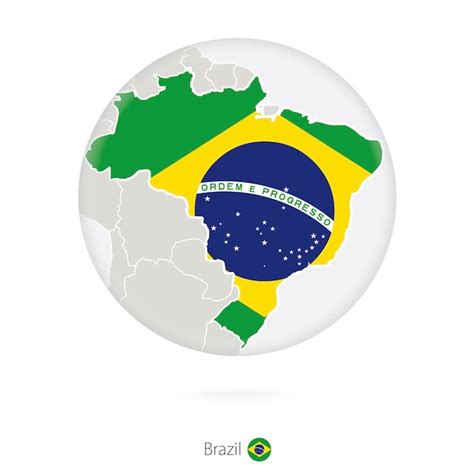 Karte Von Brasilien Und Nationalflagge In Einem Kreis Kontur Der