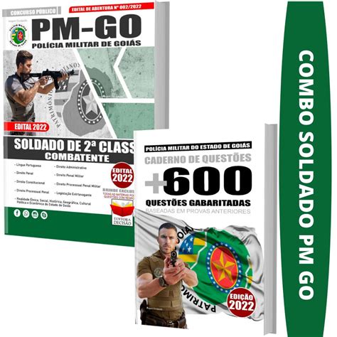 Kit Apostila Concurso PM GO Soldado Caderno de Testes Solução