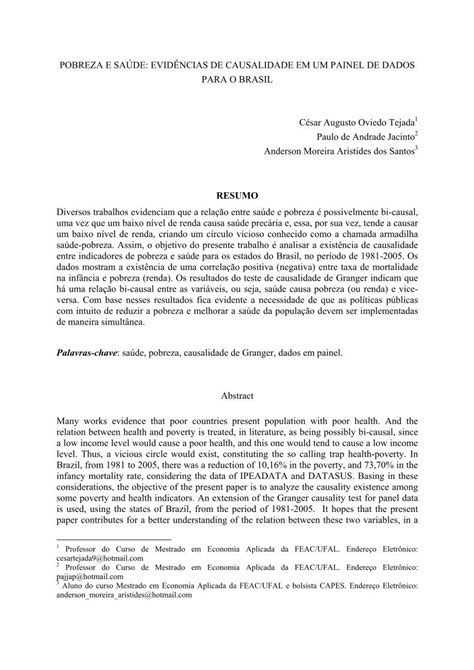 PDF POBREZA E SA DE EVID NCIAS DE CAUSALIDADE EM UM Das Vacinas