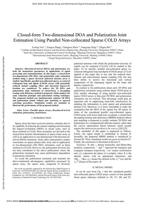 pdf closed form two dimensional doa and polarization joint estimation using parallel non
