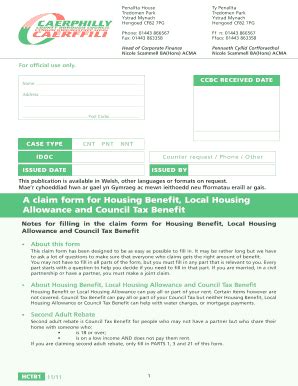Fillable Online A Claim Form For Housing Benefit Local Housing
