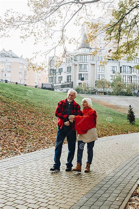 Old Couple Is Walking In The Green Park Fifty Years Together Love Story Grandma And Grandpa