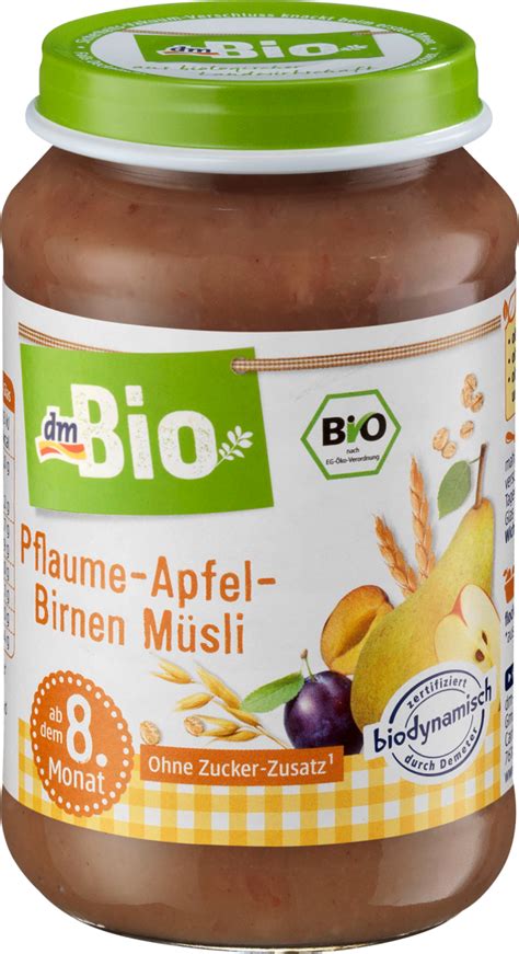 dmBio Pflaume Apfel Birnen Müsli ab 8 Monat Demeter 190 g dauerhaft
