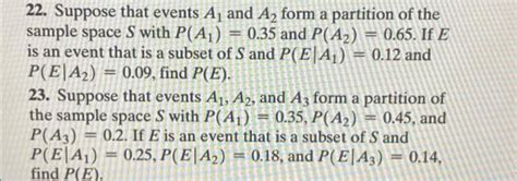 solved a 22 suppose that events a and a form a partition