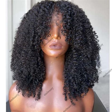 4b 4c afro kinky encaracolado hd peruca frontal do laço para preto