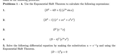solved problems 1 4 use the exponential shift theorem to