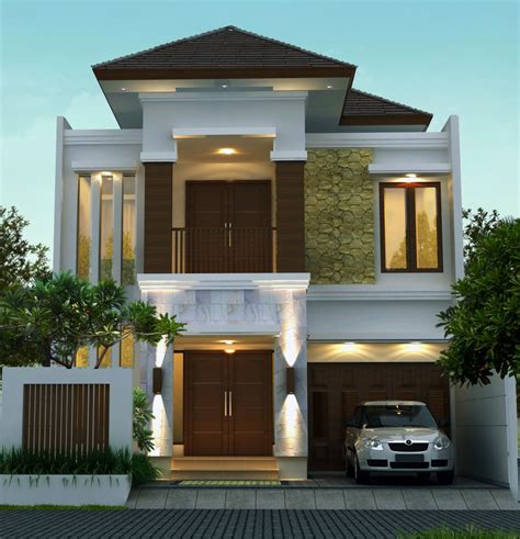 Desain Rumah Tropis 2 Lantai Di Lahan 9 X 20 M2 Perspektif 1 Desain