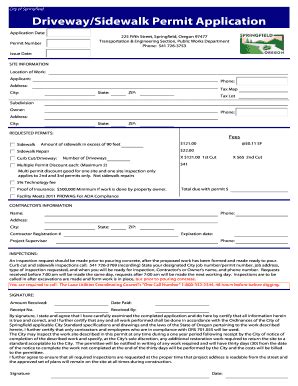Fillable Online Driveway Sidewalk Permit Application City Of