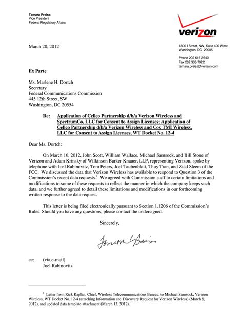 Verizon Wireless Letterhead Fill Out Sign Online DocHub